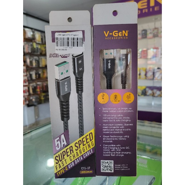 Jual kabel data V-Gen ct1-17 type c 5A original | Shopee Indonesia