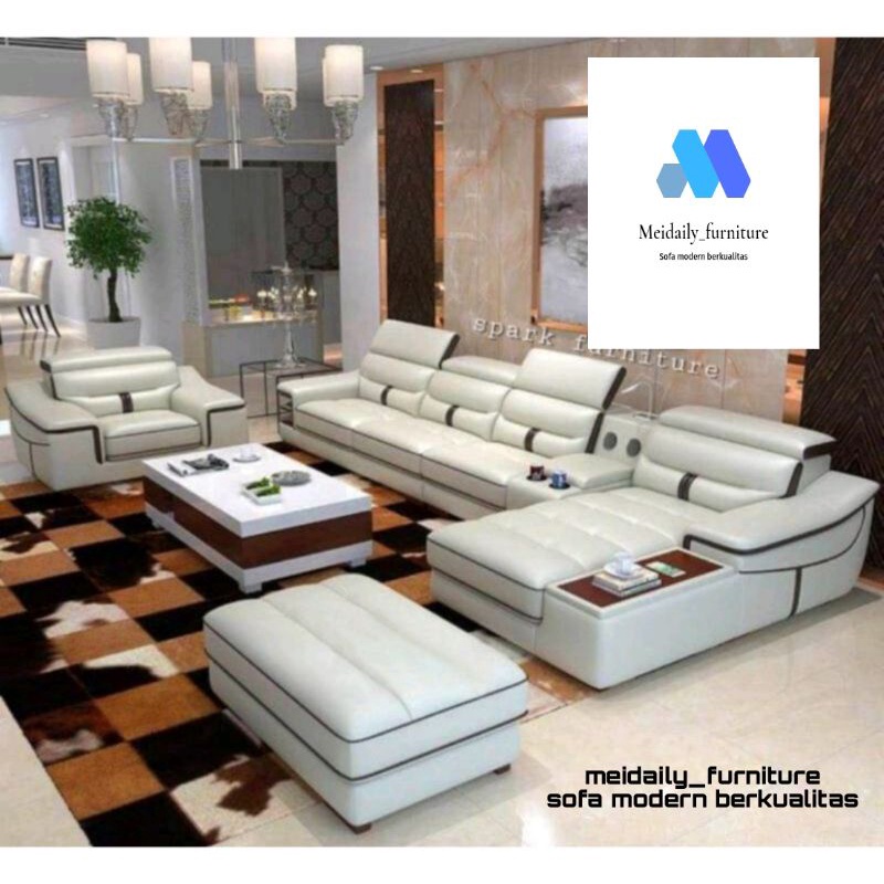 Jual Sofa Kulit Lettet L Fullset Sofa Ruang Tamu Minimalis Kualitas Premium Model Sofa Terbaru ...