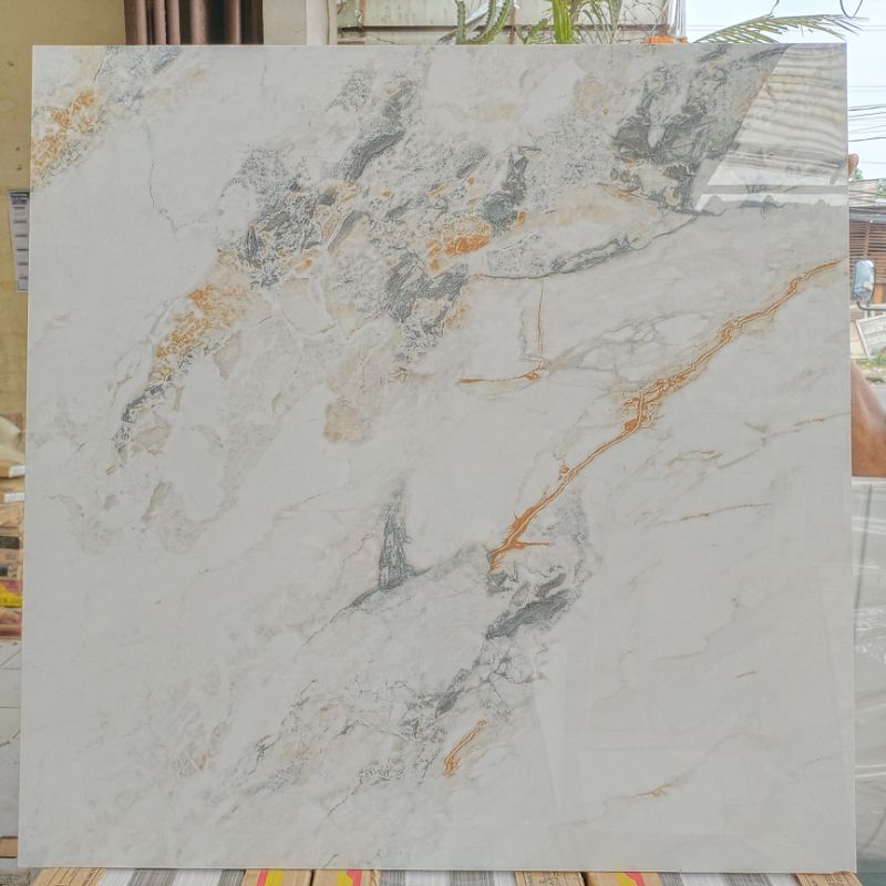 Jual GRANIT 80x80 PUTIH MARMER ABU ORANGE GLOSSY | Shopee Indonesia