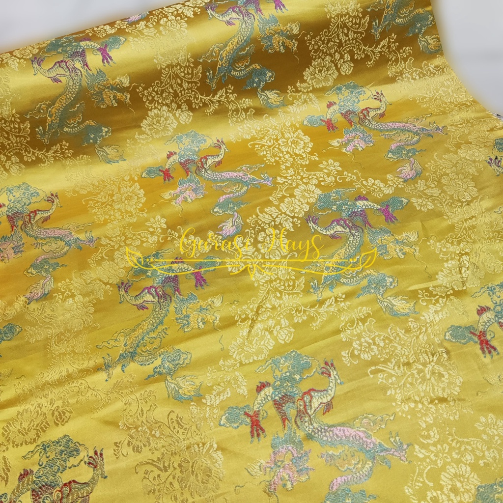 Jual Kain Cheongsam Cheong Sam Jibao China Gold Kuning - Naga Liong ...