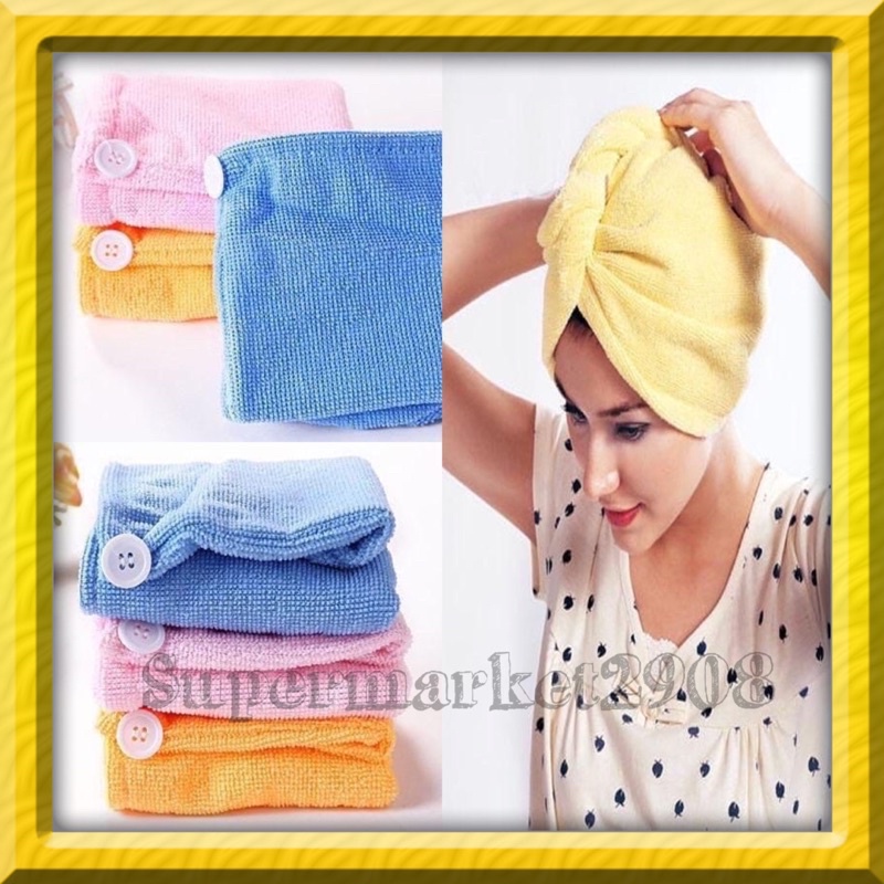 Jual Handuk Keramas Hairtowel Handuk Turban Microbulu Handuk Kancing ...