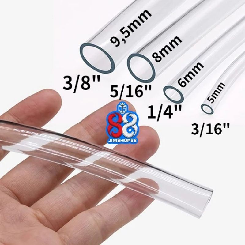 Jual selang aerator aquarium/kolam size 3/16" 1/4" 5/16" 3/8" per 1 meter lari elastis ...