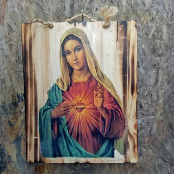 Jual Lukisan Kayu Bunda Maria Hati Kudus Hiasan Dinding Rohani Kristen ...