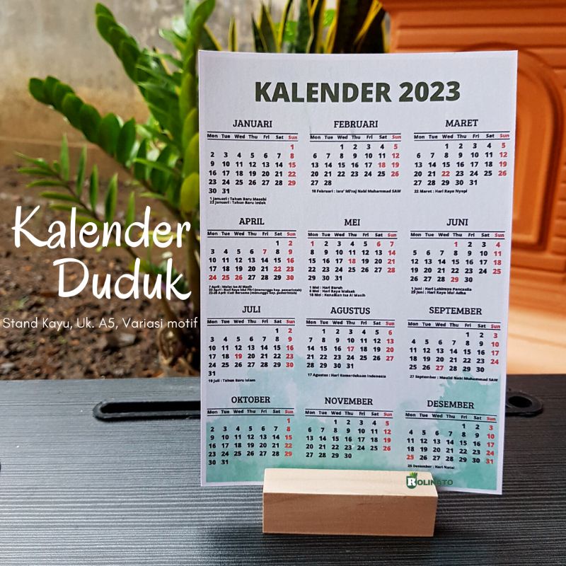 Jual [A5] Kalender Stand Kayu Tahun 2025 / Kalender Duduk Aesthetic ...