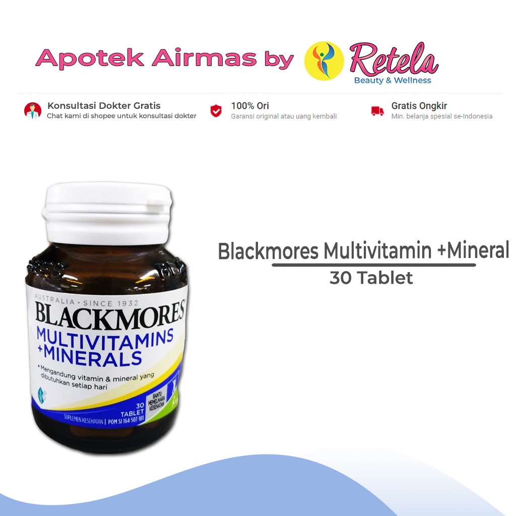 Jual BLACKMORES MULTIVITAMIN+MINERALS 1 BOTOL 30 TABLET | Shopee Indonesia