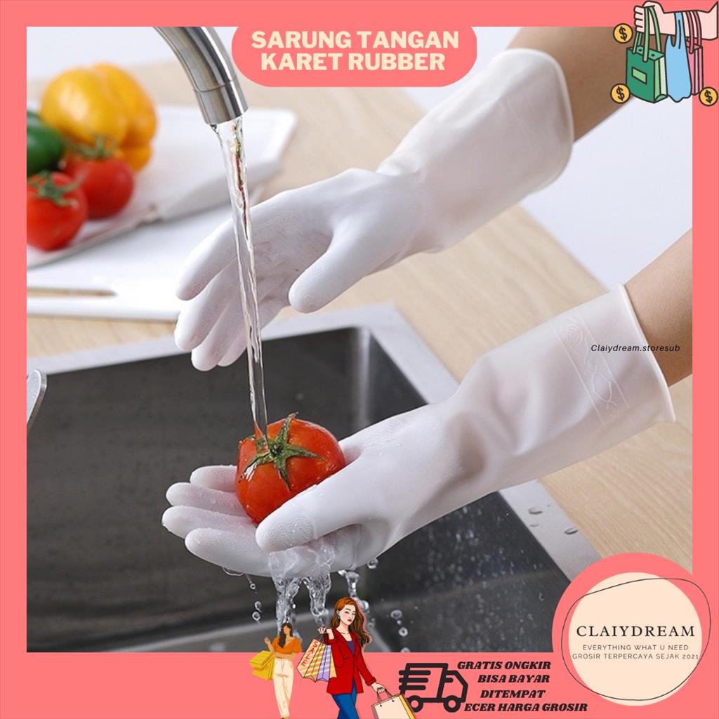 Jual CLAIYDREAM Sarung Tangan Cuci Piring Rubber Glove Karet Anti Air ...