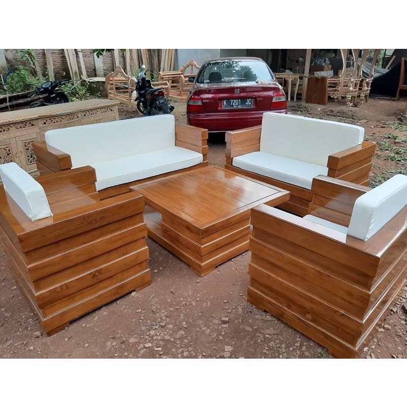 Jual kursi tamu minimalis box/kursi tamu kayu jati asli jepara | Shopee ...