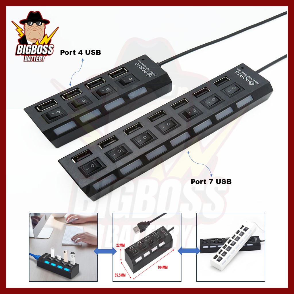 Jual Hub USB 7 Dan 4 Port Output On Off LED 4in1 And 7in1 Colokan ...