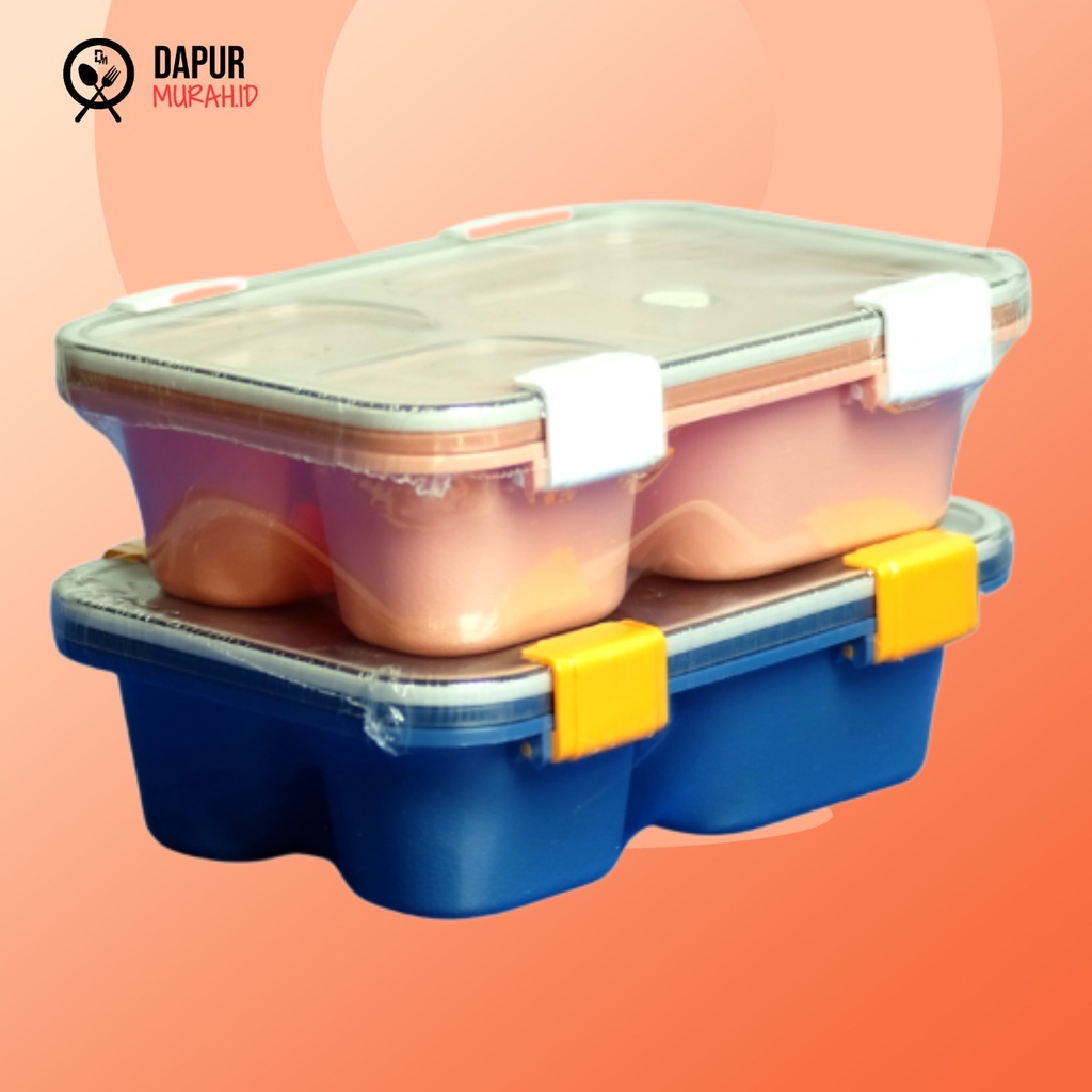 Jual Lunch box kotak makan 8015 | Kotak makan 3 sekat free sendok ...