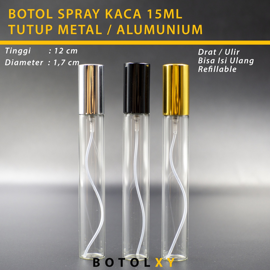 Jual Botol Spray Kaca 15ml - Sprayer & Tutup Metal Aluminium Travel Parfum | Shopee Indonesia
