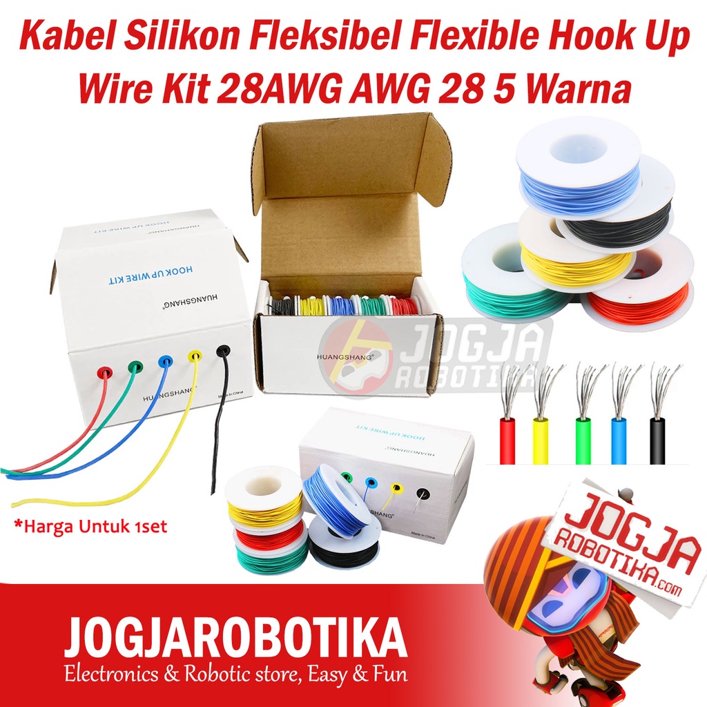 Jual Kabel Silikon Fleksibel Flexible Hook Up Wire Kit 28AWG AWG 28 5 ...