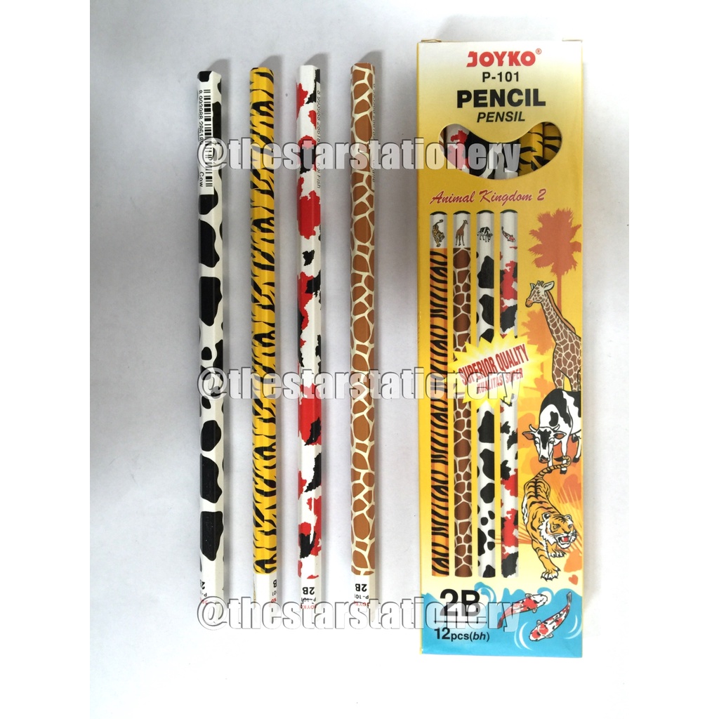 Jual (1 Pack isi 12 Pcs) Pensil Joyko 2B P-101 Animal Kingdom / Pencil Joyko 2B P-101 (1 Pak/12 ...