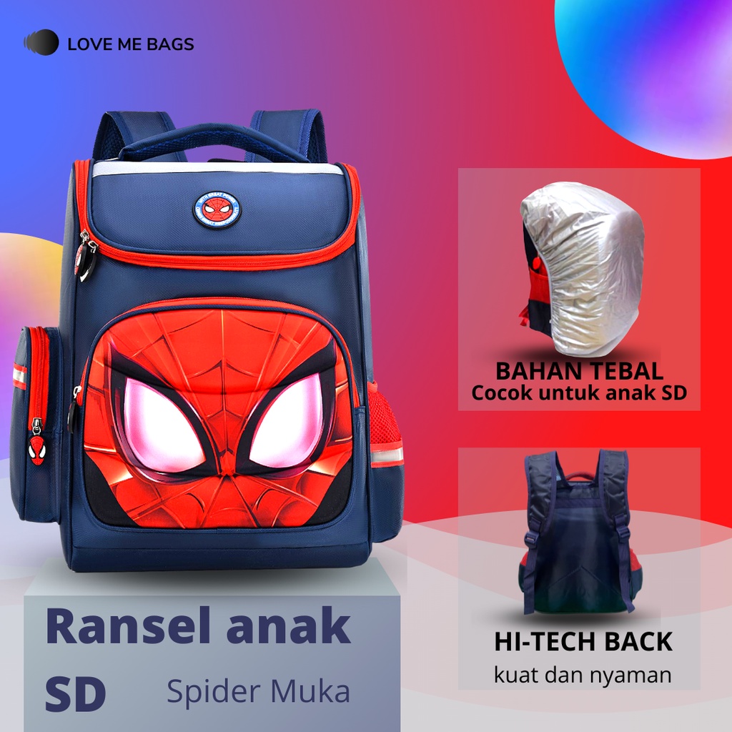 Jual LMB Tas Anak Sekolah Laki Laki SD Import Bahan Nilon Premium Karakter Superhero Timbul 6D ...
