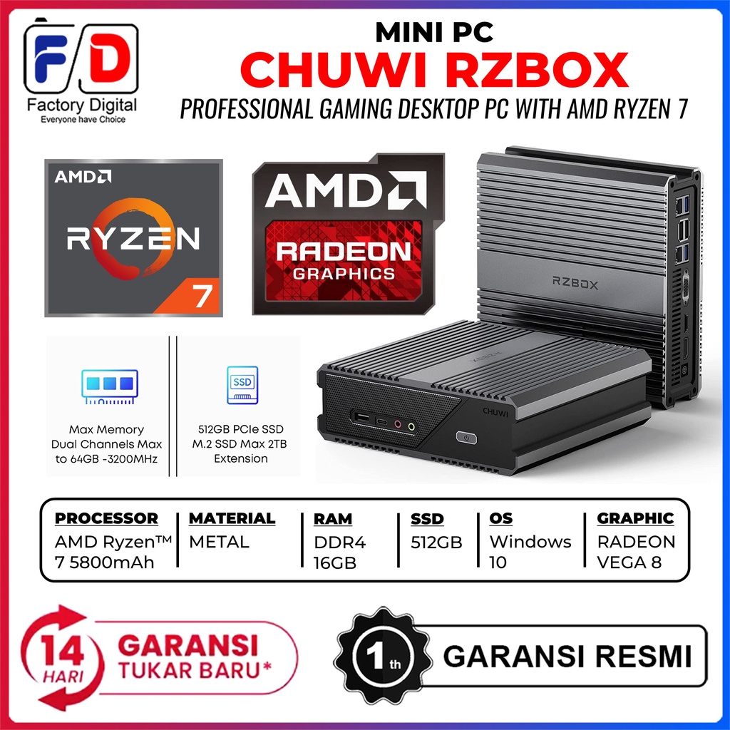 Jual Mini PC Chuwi RzBox AMD Ryzen 7 5800H 16GB/512GB PC Gaming New ...