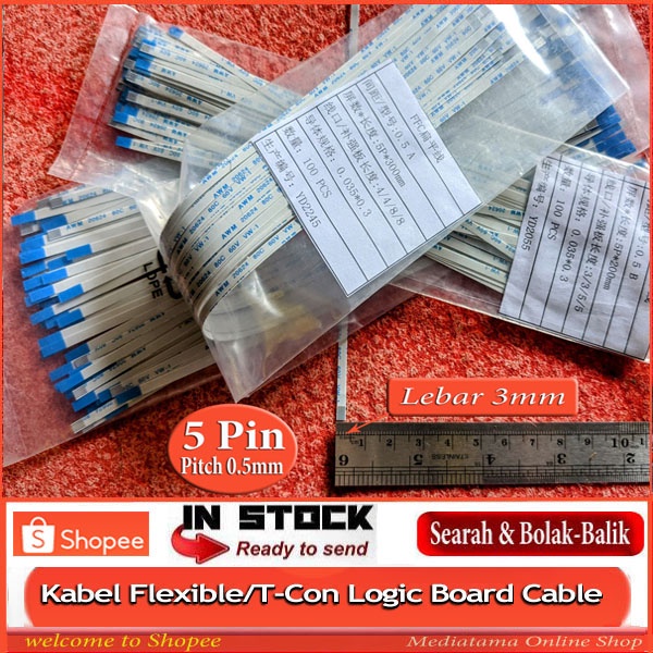 Jual Kabel PCB Flexible AWM 5 Pin Pitch 0.5mm (Lebar 3mm) TTL TV LCD ...