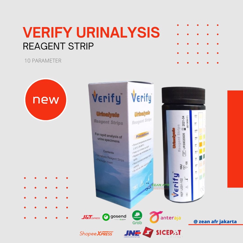 Jual VERIFY Urinalysis - Reagent Strips - 10 Parameter - Tes Urine 10P ...