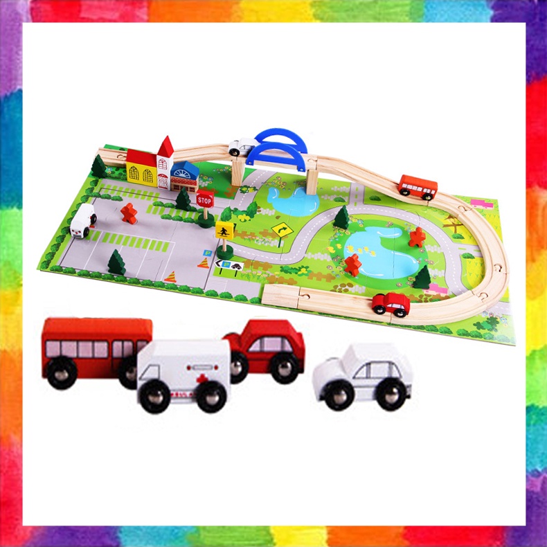 Jual Mainan Anak Laki-Laki Rel Kereta Api Kayu Rail Overpass 40pc ...