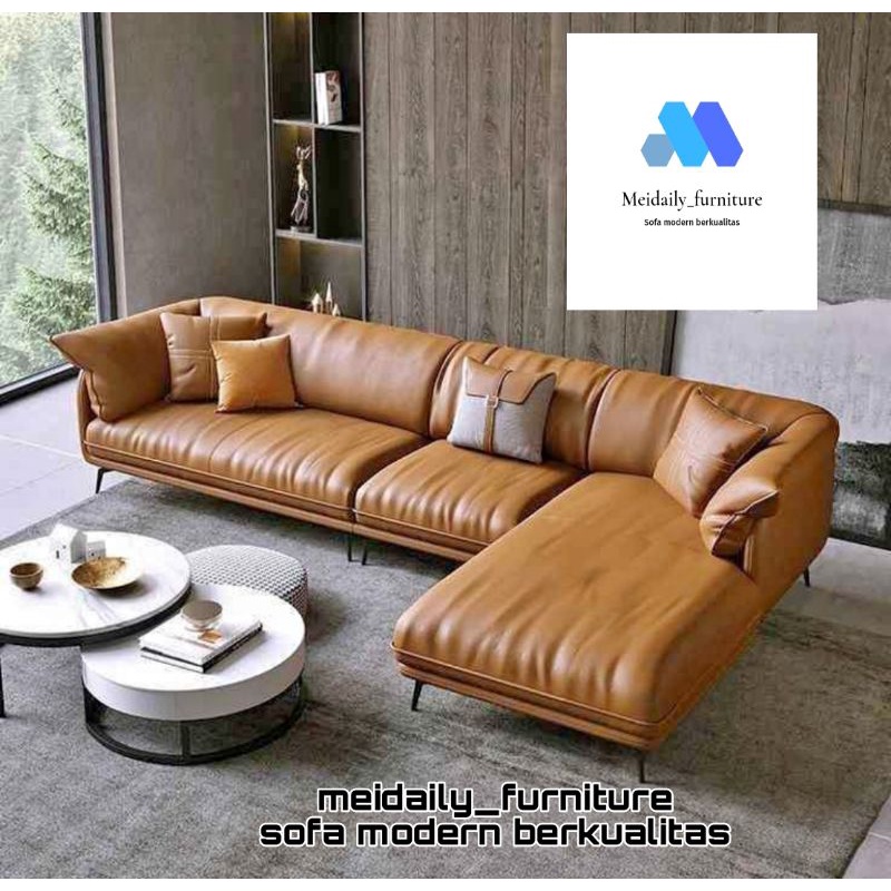 Jual Sofa Kulit Letter L Kursi Ruang Tamu Minimalis Modern Kualitas ...