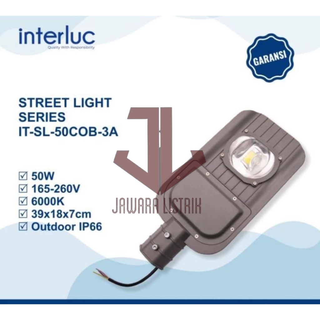 Jual INTERLUC LAMPU PJU LED COB 50W 50 W WATT COBRA LAMPU JALAN ...