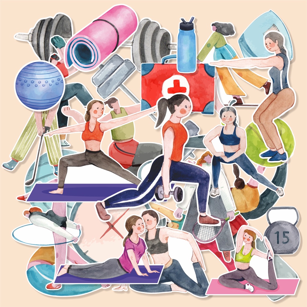 Jual ( 50 pcs )mini stiker random satuan/EXERCISE-watercolor/stiker ...