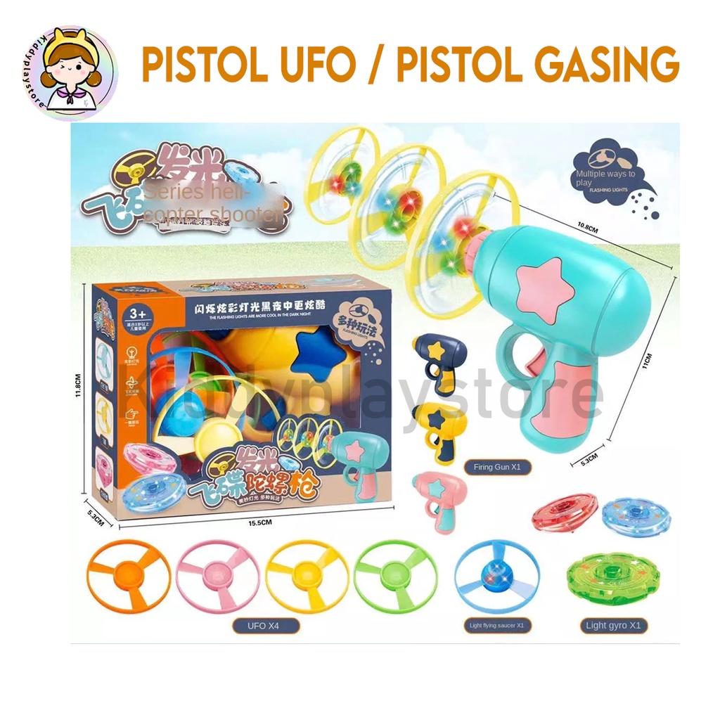 Jual Pistol Gasing / 3 in 1 Flying Disc + Spinning Top Gun with ...
