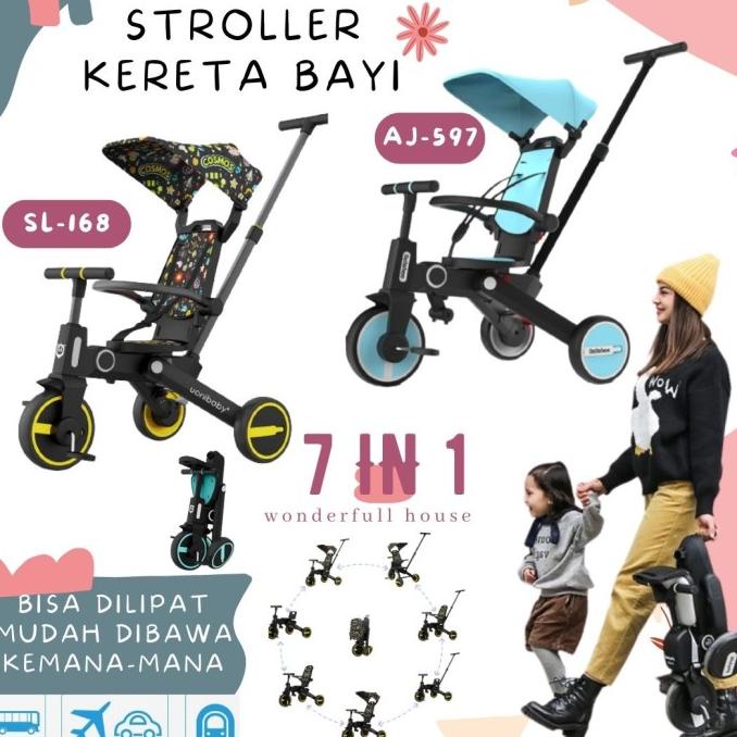 Jual Stroller Baby Lipat 7 In 1 Sepeda Anak Folding Roda 3 Multifungsi ...