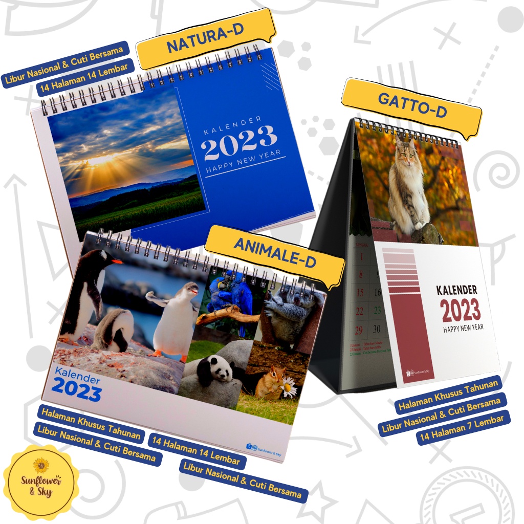 Jual Kalender Meja 2023 - NATURA ANIMALE GATTO Desk Calendar Kalender ...