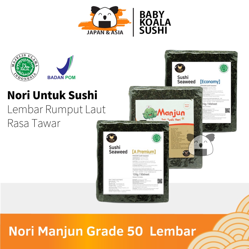 Jual MANJUN & YOUNG SHIN Nori Sushi 50 Lembar Halal | Sakao Tokinori ...