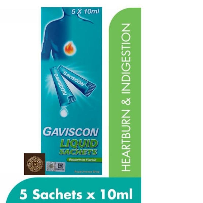 Jual gaviscon liquid sachet peppermint flavor 1 box isi 5 sachet/ bisa ...
