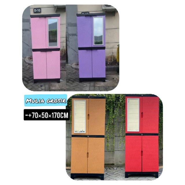 Jual Lemari Plastik Diva Jumbo -+ 70x50x170cm + Kaca Model Rak / Lemari ...