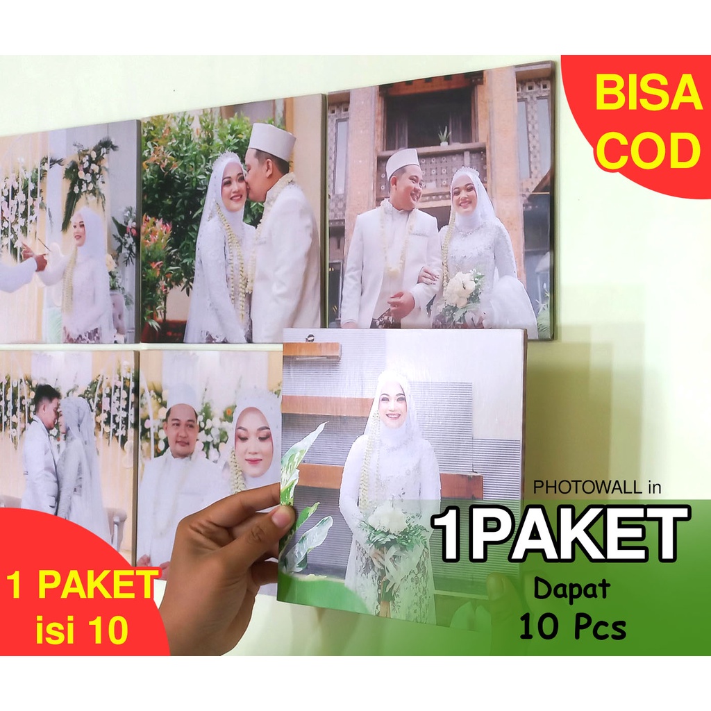 Jual Cetak Foto Bingkai Kayu Frameless Tanpa Paku Tinggal Tempel