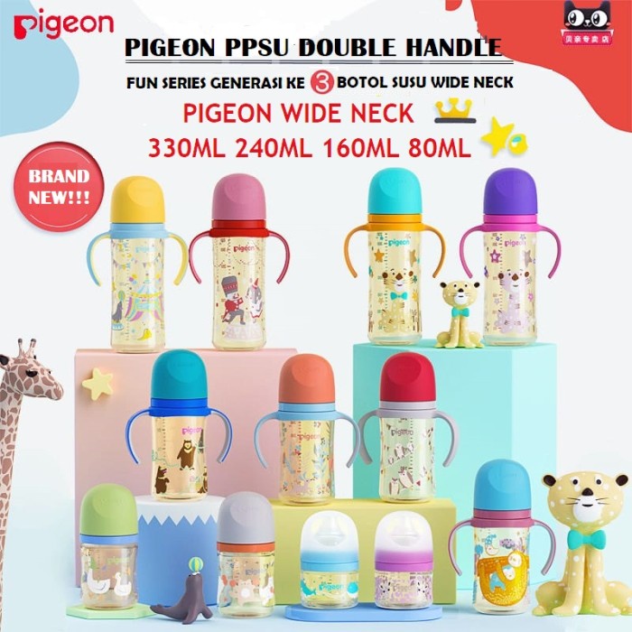 Jual Dot Brand New!! Double Handle Pigeon Wide Neck Ukuran 240Ml Dan 330Ml Ppsu | Shopee Indonesia