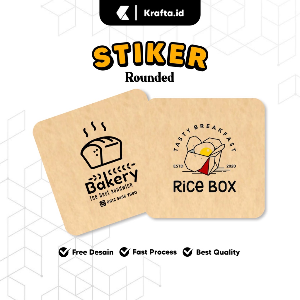 Jual Cetak Stiker Kotak Rounded Label Makanan,Label Kemasan, Online ...