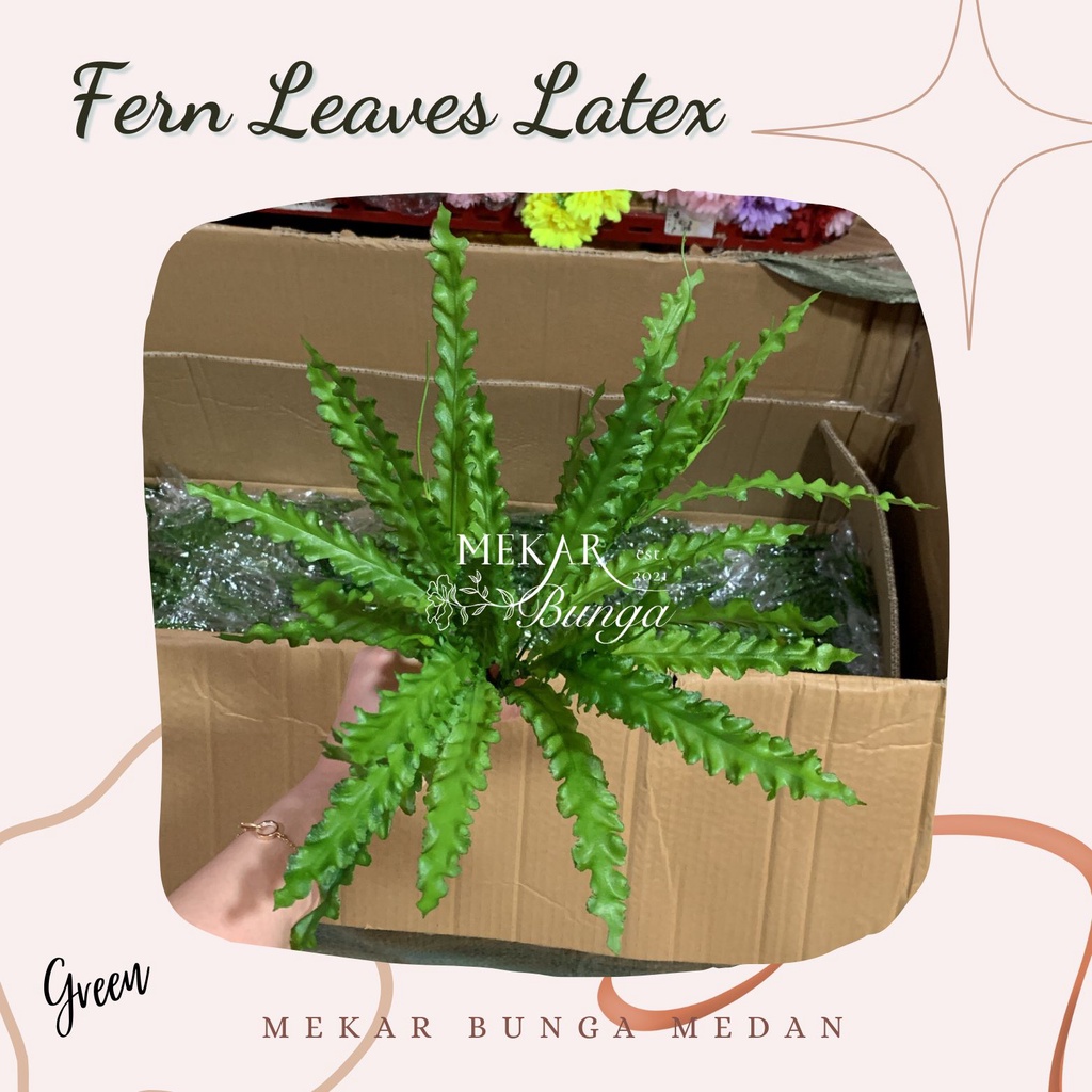 Jual (TB 18-R145) Daun Artificial Pakis Latex / Fern Leaves Group Bahan ...