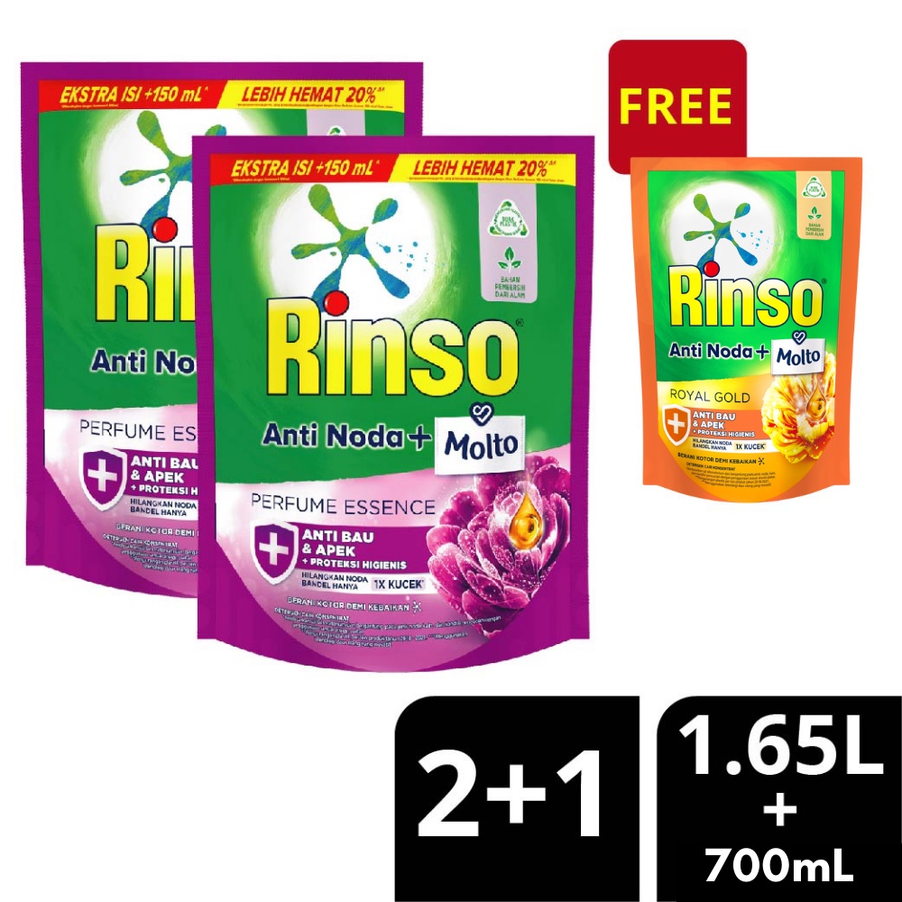 Jual Beli 2 Rinso Molto Anti Noda Detergen Cair Perfume Essence 1.65L ...