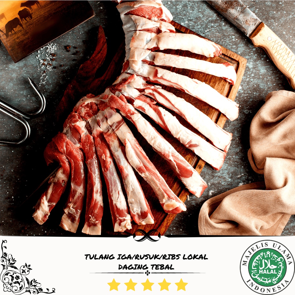 Jual Tulang Iga Sapi Rusuk Ribs Lokal Super Daging Tebal 500g Shopee