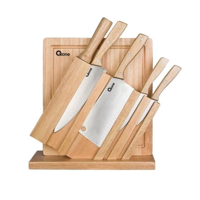 Jual OXONE PISAU SET- 7 PCS WOODEN KNIFE SET & CHOPBOARD- OX- 95 | Shopee Indonesia