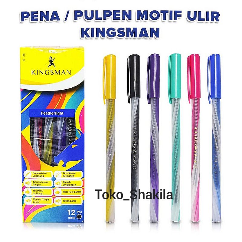 Jual Pulpen/ Pena/ Bolpoin Ulir Merk kingsman 1 pack ( 12 pcs) | Shopee ...