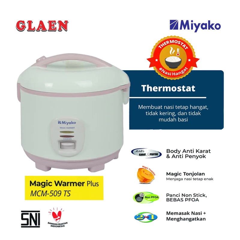 Jual Rice Cooker Miyako 1,8 Liter MCM-509 TS | Magic Com Miyako 3 in 1 ...