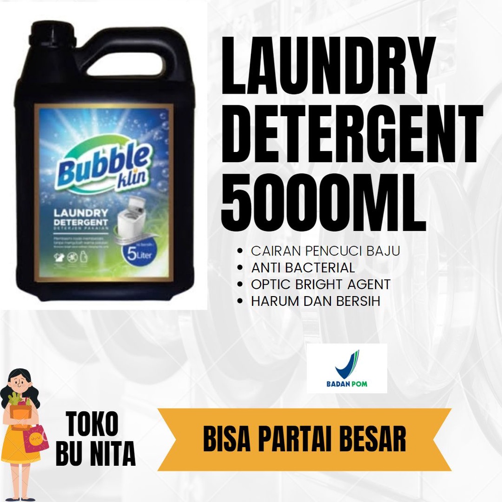Jual DETERGENT LIQUID DETERJEN CAIR 5 LITER BUBBLE KLIN | Shopee Indonesia