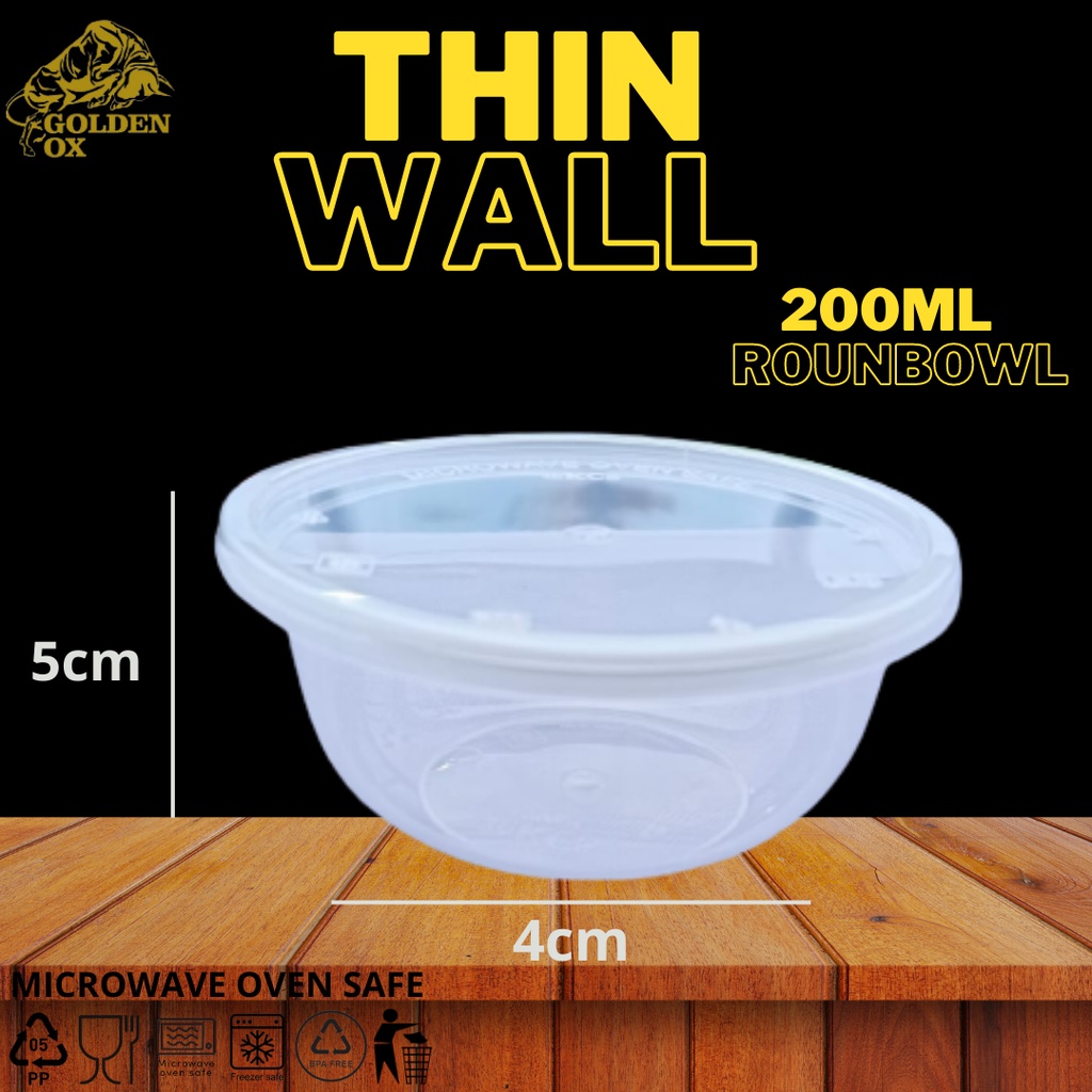 Jual Kotak Makan Thinwall 200ML Plastik Food Container Food Grade/Tepak ...