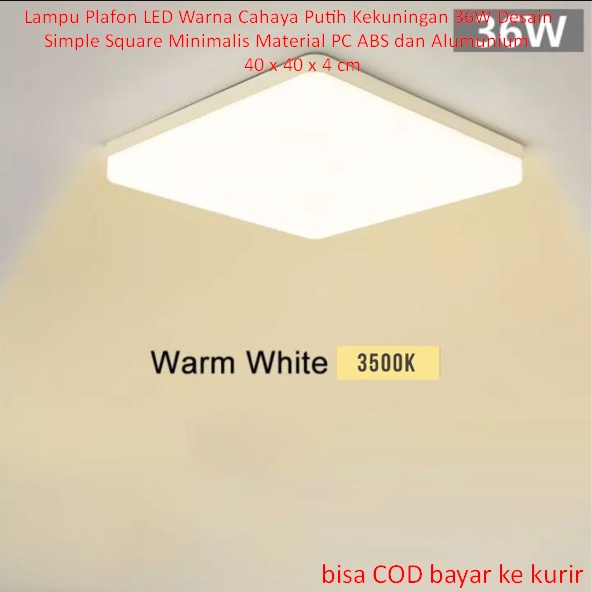 Jual Lampu Plafon LED Warna Cahaya Putih Kekuningan 36W Desain Simple ...