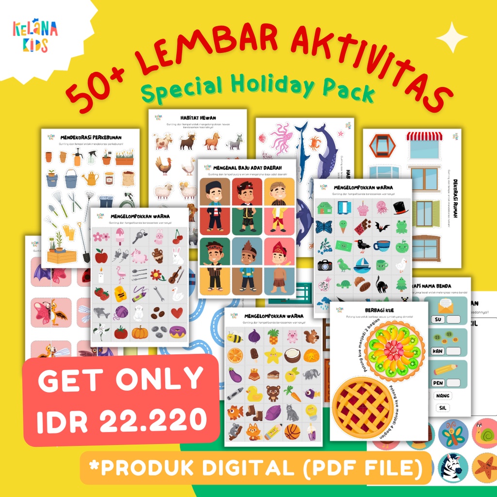 Jual Paling Murah Printable Worksheet Holiday Pack 50+ Lembar - Edisi ...