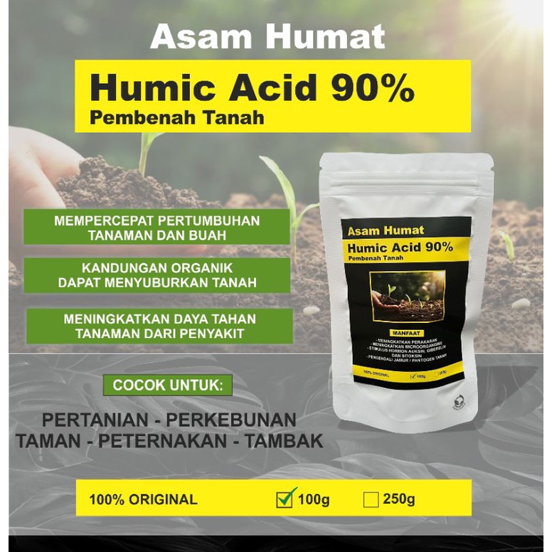 Jual asam humat humic acid 90% 100gram pupuk organik | Shopee Indonesia