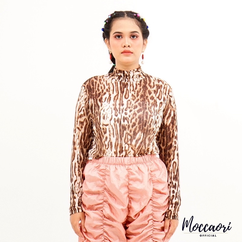 Jual Leopard Long Sleeve Turtle Neck Transparant Dalaman Baju Tulle ...