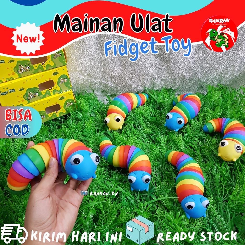 Jual Mainan Fidget ULAT slug toys mainan refleksi mainan penghilang ...