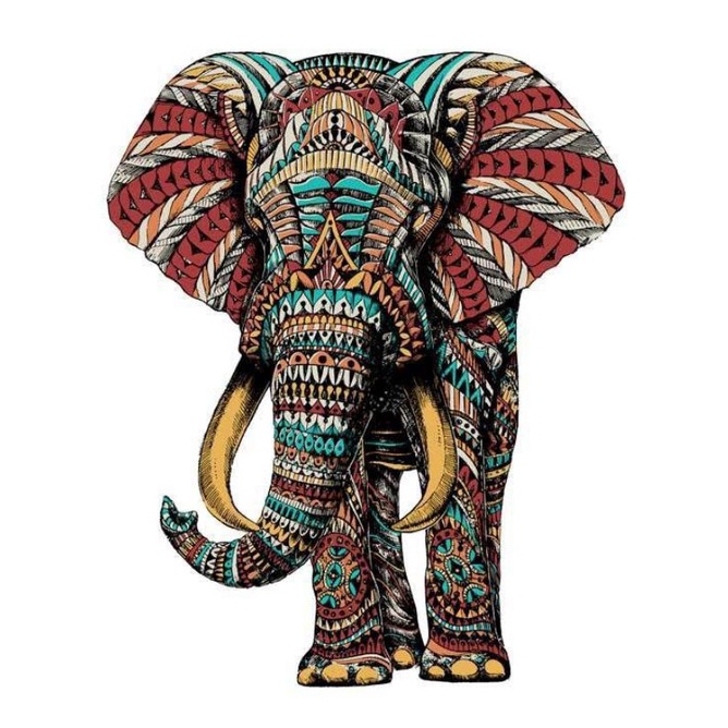 Jual lukisan abstrak gajah full garis indah uk 120x120 cm + bingkai ...