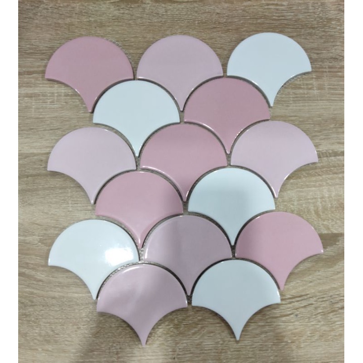 Jual Keramik Mozaik Fan Glossy Pink ( 85010313 ) | Shopee Indonesia