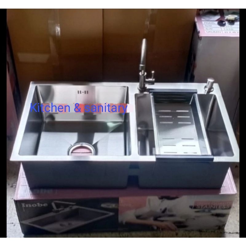 Jual Paket kitchen sink INOBE 8245 / Paket komplit kran pipa stainless ...