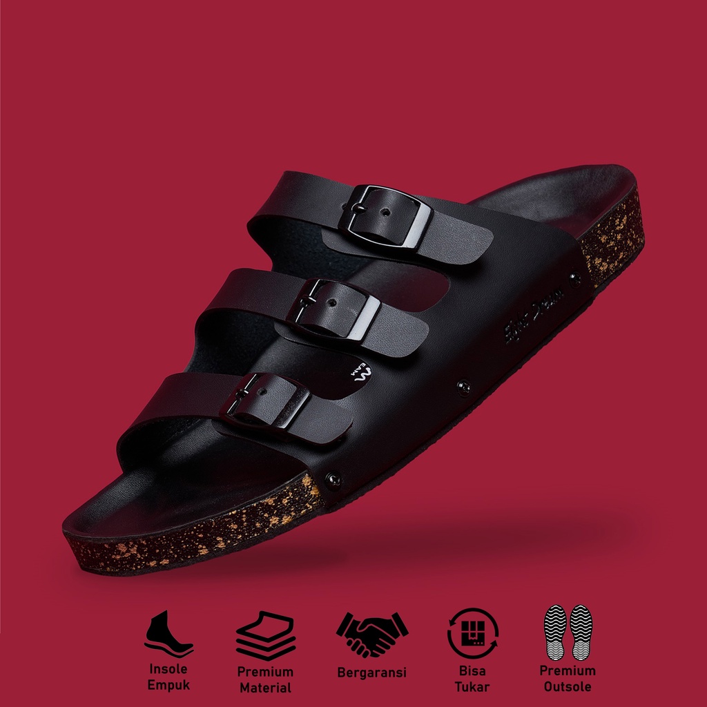 Jual ED Eight Dream - Kama Full Black Sandal Casual Pria Wanita Sendal ...